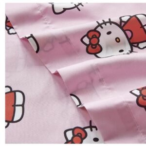 Jay Franco Twin Size Sheet Set 3 Pieces Kids Set (Hello Kitty Pink), Pink, Black, JF14545