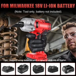 1000Nm Cordless Impact Wrench for Milwaukee M18 Battery, 1/2 inch Brushless High Torque Electric Impact Driver with 7 Sockets, 2400 RPM, 3300 IPM, LED Work Light, for Car Truck Home (No Battery)