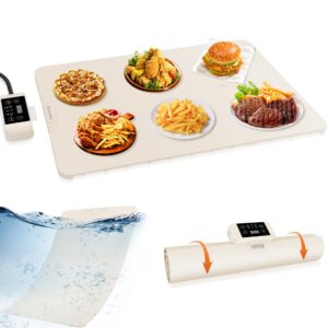 food warming mat - warming trays for buffets party, silicone electric heating tray roll up, electric food warmers for parties 3 modes