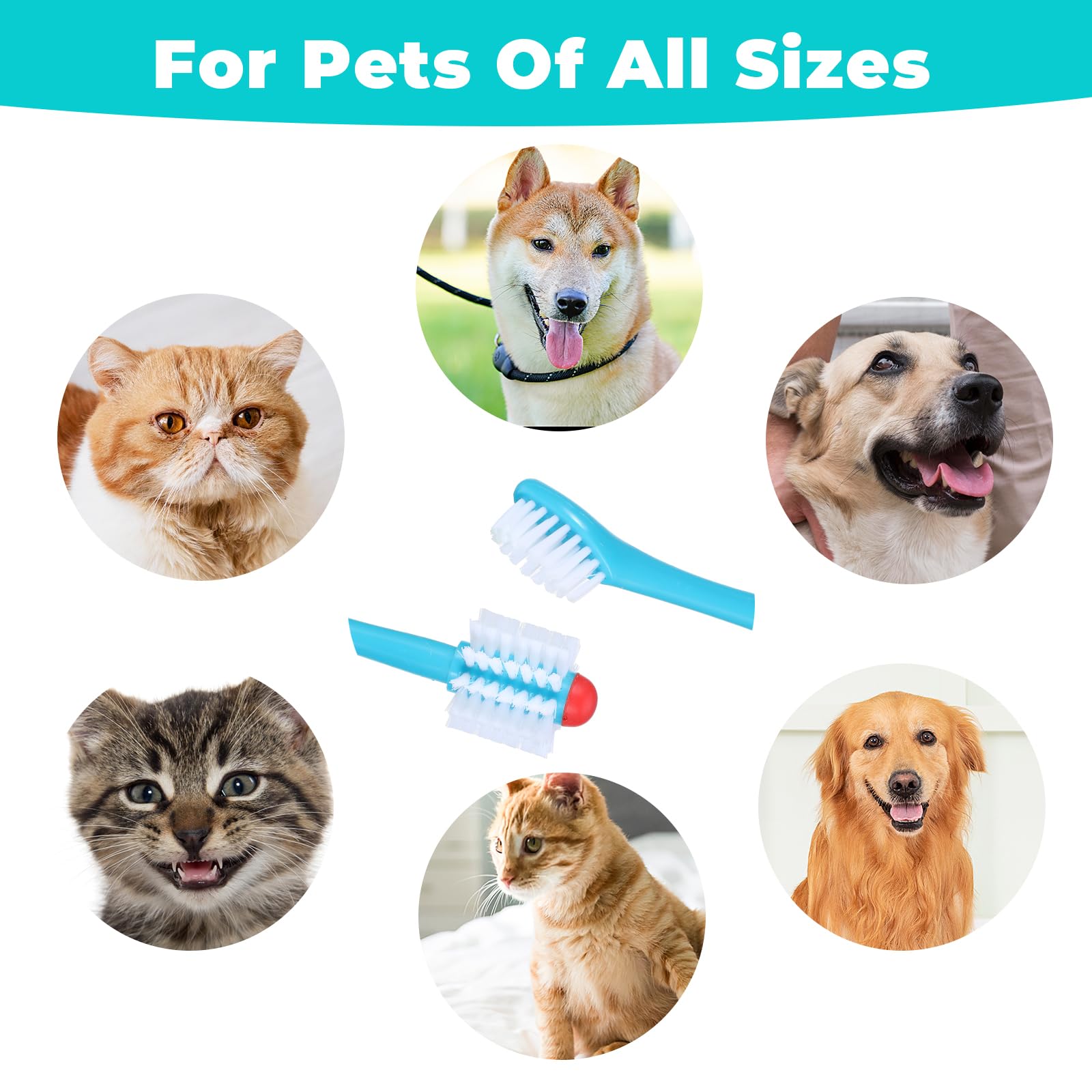 2 PCS Dog Teeth Cleaning Brush, 360 Degree Dog Tooth Brush, Dual Head DogToothbrush, Dog Cleaning Tooth Brushing Kit, Designed for Pet Dental Care, Keep Pet Teeth Cleaning for Small and Large Dogs