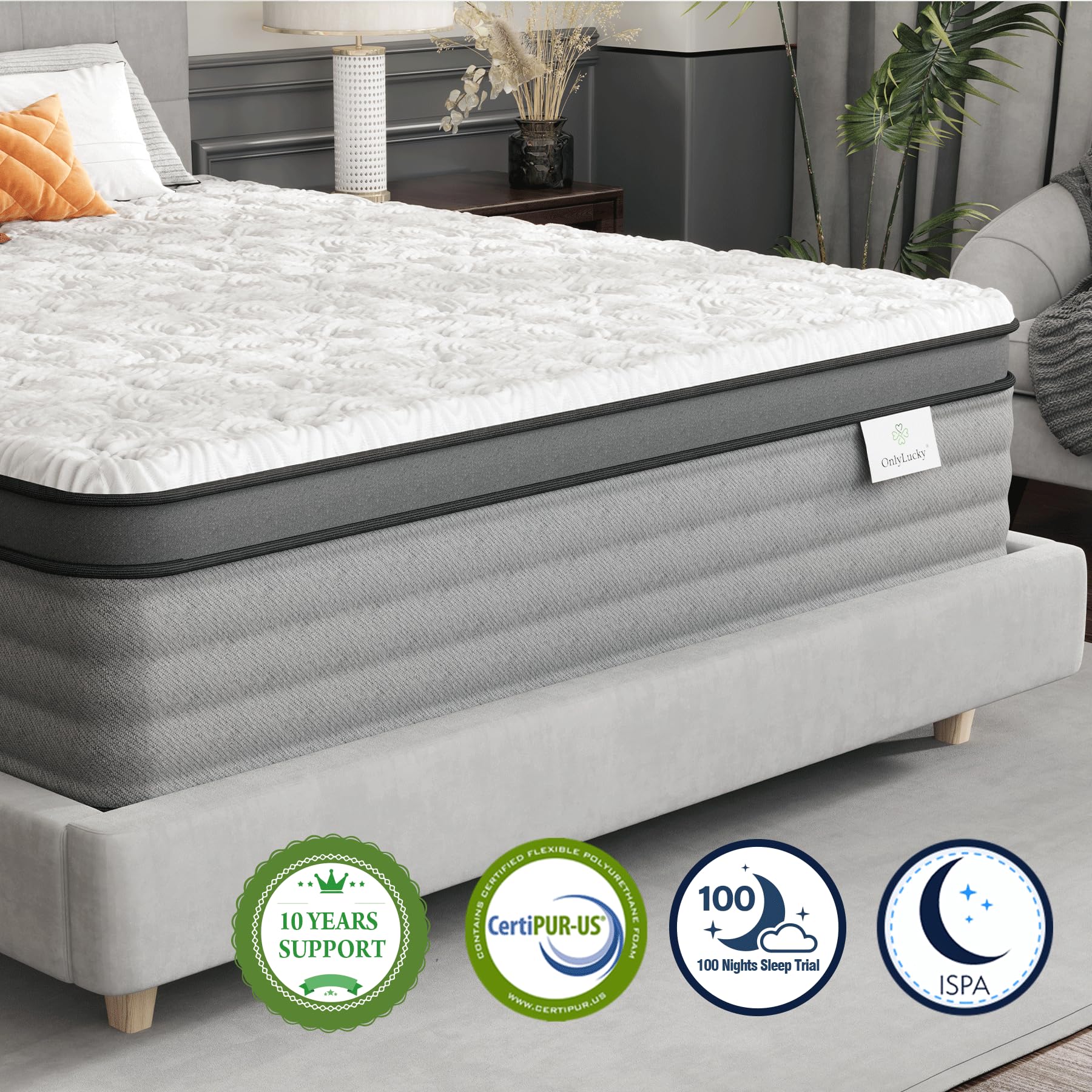 Onlylucky Full Size Mattress - 12 Inch Gel Memory Foam Mattress with Individual Pocket Spring for Pressure Relief & Motion Isolation, Premier Comfort Night Sleep, Medium Firmness Hybrid Full Mattress