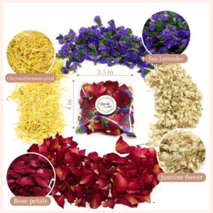 Oning 52 Pack Mix Bio Confetti, Dried Flower Petals, Real Rose Petals for Weddings, Valentine's Day Gifts, Wedding Confetti, Wedding Send Off Ideas, Flower Girl Dinner Table Centerpieces