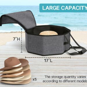 SLEEPING LAMB Hat Box for Travel and Storage, Collapsible Hat Case Cowboy Cap Hat Organizer for Closet with Handles Hat Boxes for Men and Women Storage Large Hat Bag Carrier with Cardbord, Grey