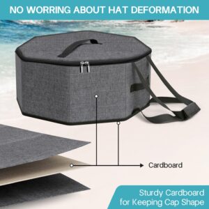 SLEEPING LAMB Hat Box for Travel and Storage, Collapsible Hat Case Cowboy Cap Hat Organizer for Closet with Handles Hat Boxes for Men and Women Storage Large Hat Bag Carrier with Cardbord, Grey