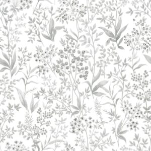 cohoo home leaf wallpaper peel and stick wallpaper boho leaves contact paper for cabinets and drawer 17.3“×118” gray white floral self-adhesive removable wallpaper bedroom bathroom waterproof neutral