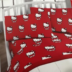 Jay Franco Twin Size Sheet Set 3 Pieces Kids Set (Hello Kitty Red), Pink, Black, JF14545