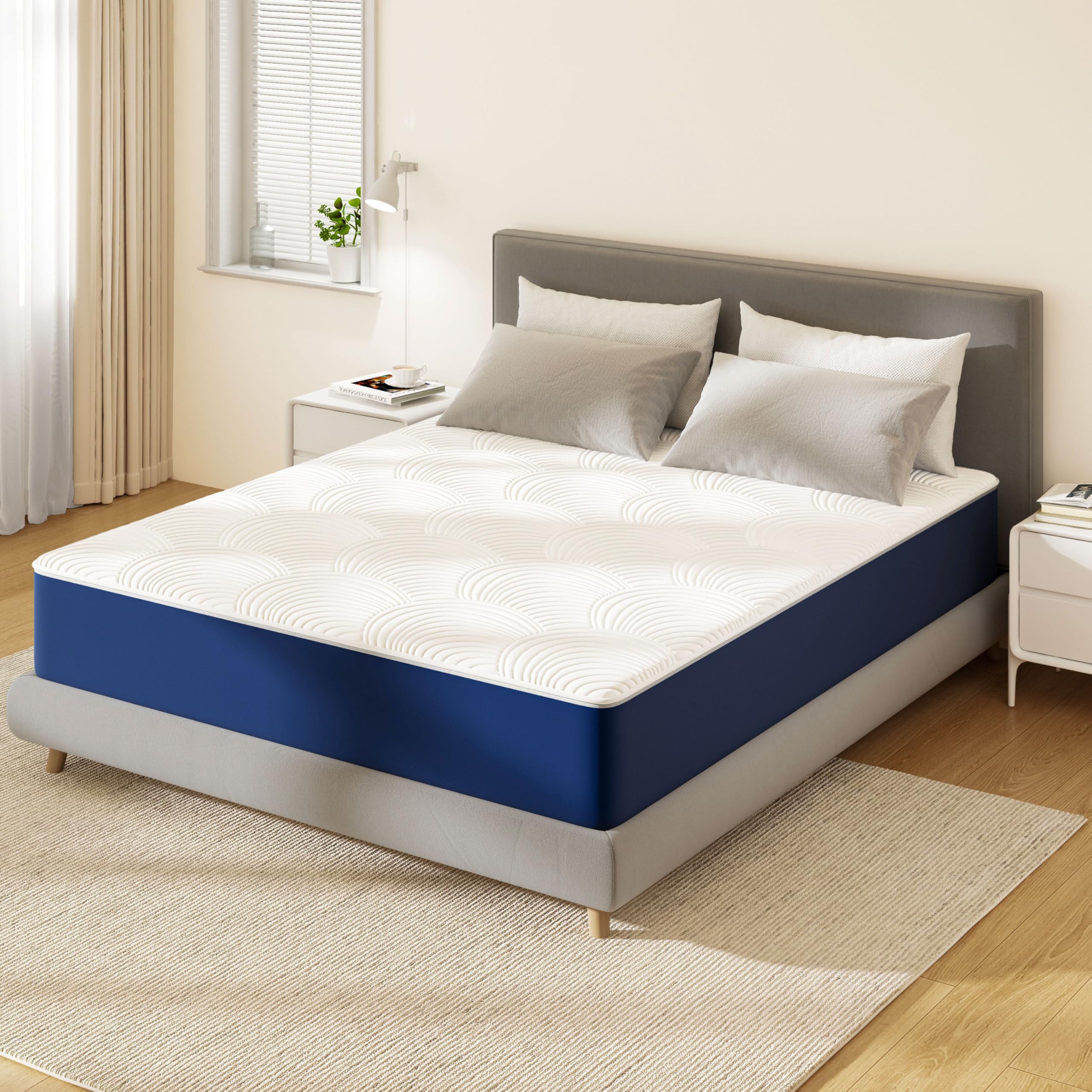 Swbvs Firm Queen Mattress, 10 Inch Cooling Memory Foam Mattress Queen Size with Removable Zippered Cover for Easy Cleaning, Queen Bed Mattress in a Box Pressure Relief & Firm Mattress