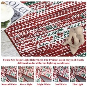 CAREMEE Christmas Rug 4x6 Machine Washable Bedroom Rug Holiday Decor Non Slip Throw Rug Soft Carpet Stain Resistant Accent Rug for Home Decor, Red