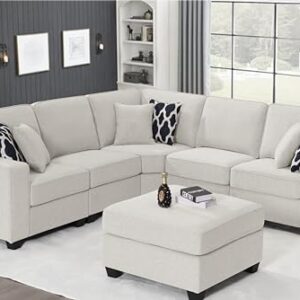 Legend Vansen Modular Sectional Couch,L Shape Sectional Sofa with Pillows,Oversized Sectional Sofa Couches for Living Room,Apartments,Cream