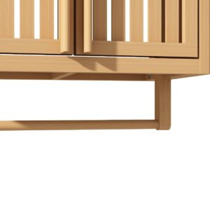 ALYIAMXL Bathroom Wall Cabinet with Towel Bar Bamboo Medicine Cabinet with Doors and Adjustable Shelf, Over The Toilet Storage Cabinet Organizer for Bathroom Living Room Kitchen