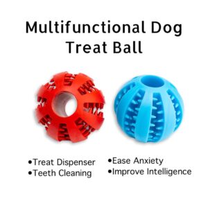 Indestructible Rubber Dog Ball- Two Pack Red and Blue - Interactive Treat Holder for Extreme Chewers - Durable Dog Toy