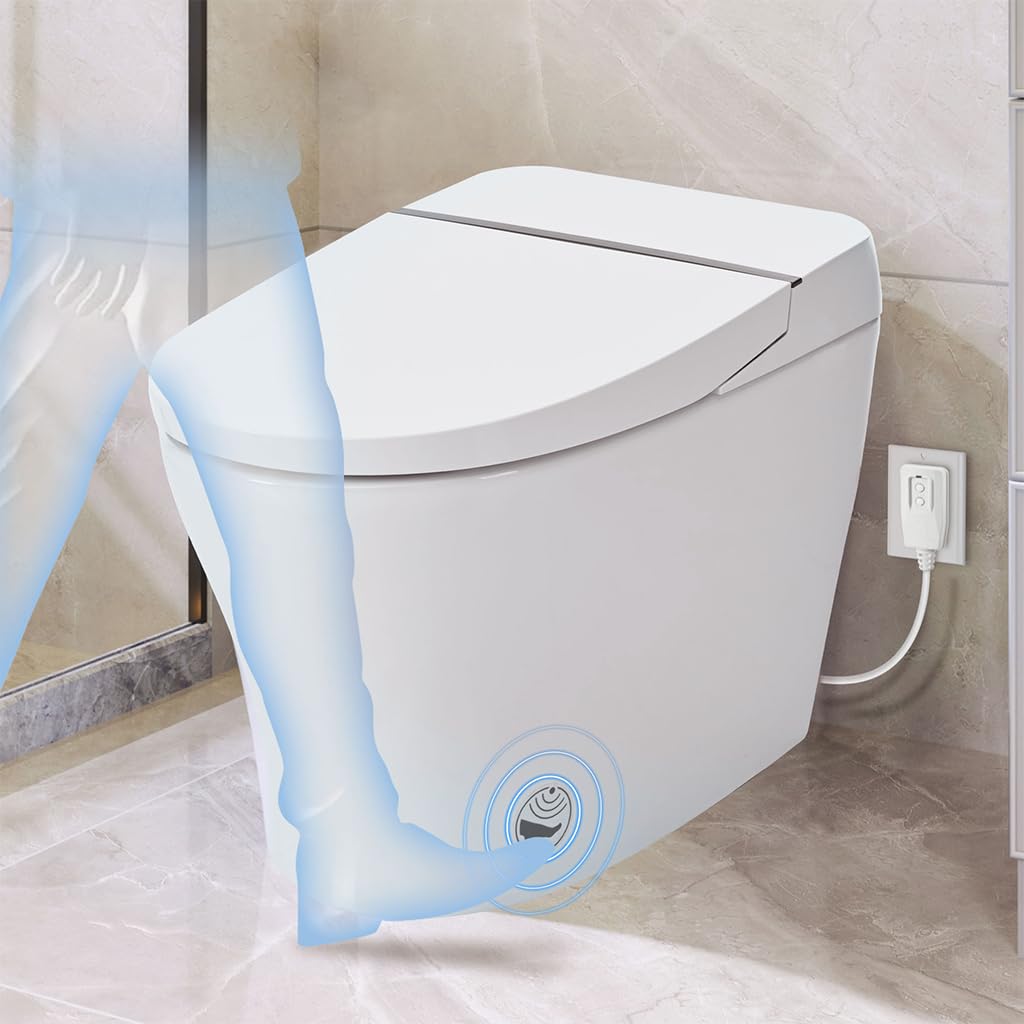 AMZOSS Luxury Smart Toilet, Bidet Toilet with Heated Seat, Foot Sensor Operation and Night Light