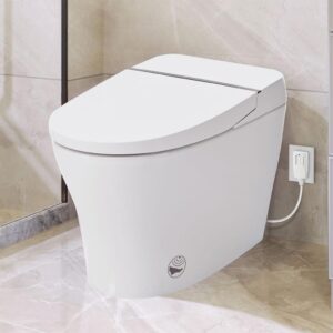 amzoss luxury smart toilet, bidet toilet with heated seat, foot sensor operation and night light