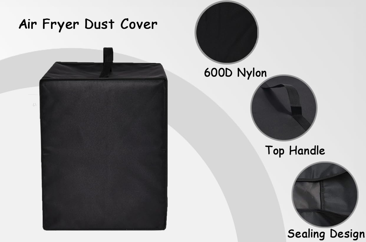 CouldyCasi Air Fryer Cover Heavy Duty Heat-resistant Waterproof Dust Protective Air Fryer Oven Cover Case Compatible with CHEFMAN Multifunctional Digital Air Fryer 10L Family Size (Black)