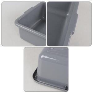 Wakikini 6 Packs 24 Liters Plastic Commercial Bus Tub, Large Bus Tote Box, Gray