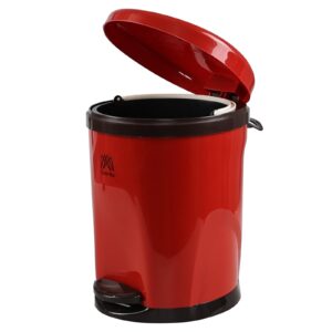 tyminin 2.6 gallon bathroom step pedal trash can with lid soft close, medium garbage can with removable inner bucket (red)