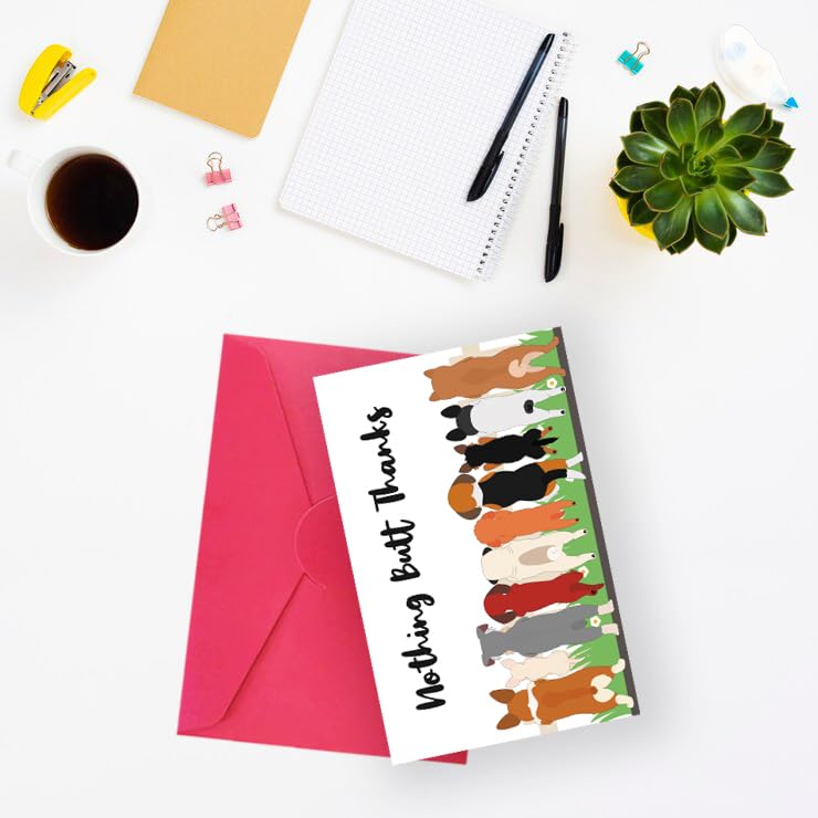 Ygyhiey Cute Dog Thank You Cards Gifts for Women Men Owner, Happy Dog Appreciation Greeting Card for Friend Teacher Boss, Special Veterinarian Gifts for Him Her, Nothing Butt Thanks Pun Card