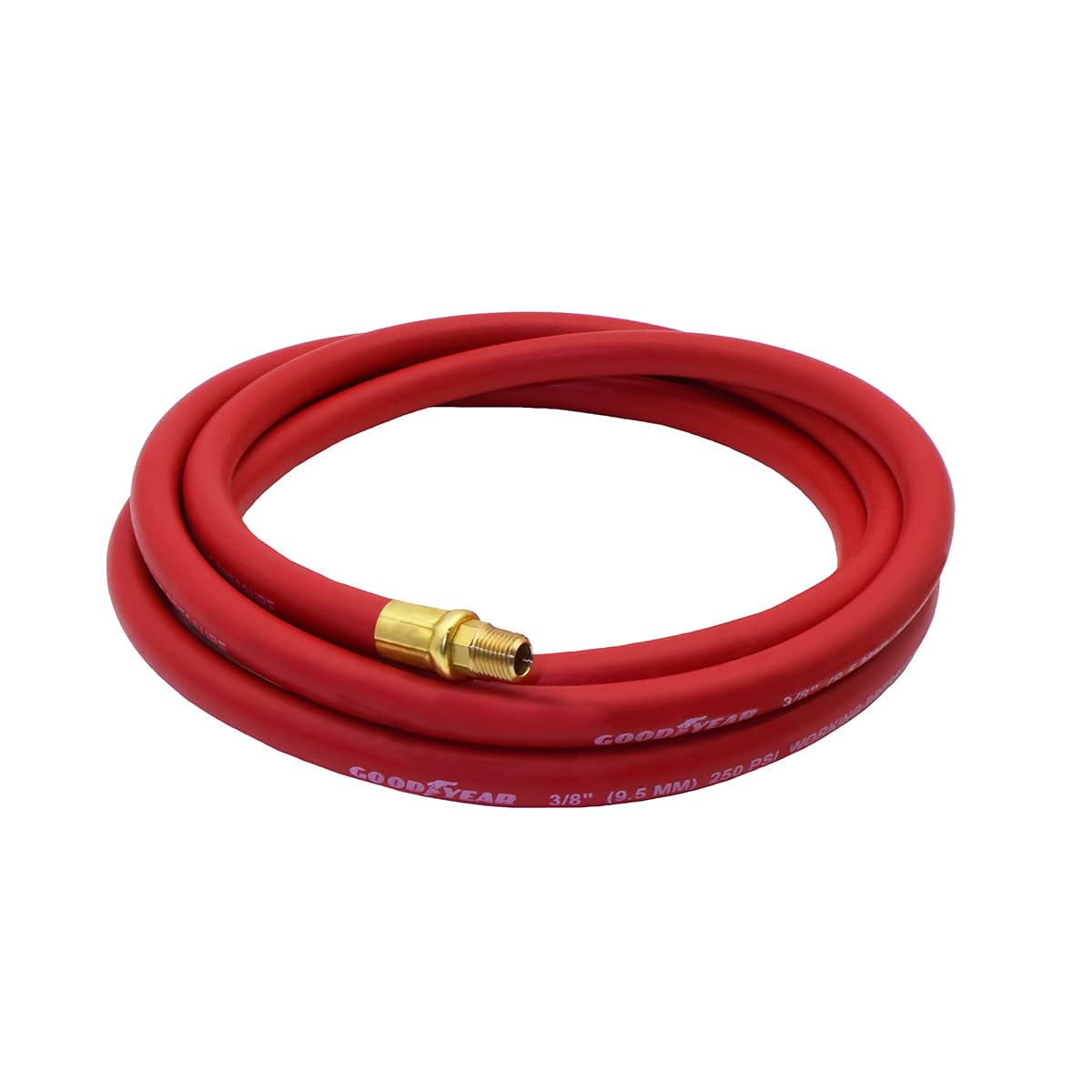 Goodyear 10 ft x 3/8" Red Rubber Air Hose 250 PSI - Made in USA