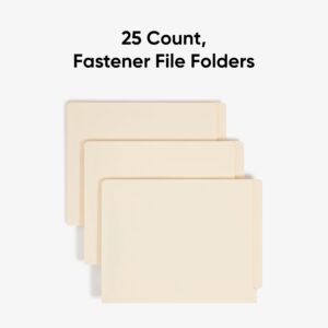 Smead Shelf-Master End Tab File Folders, 25 Count, Manila, Reinforced Straight-Cut Tabs, 2 Fasteners, Letter Size (34214)