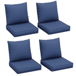 udpatio outdoor cushions for patio furniture, 4'' replacement cushions for outdoor furniture, set of 4 water-resistant outdoor sectional cushions for sofa couch chair (navy)