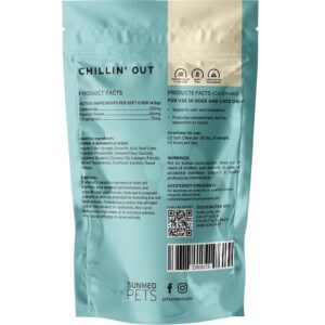 Sunmed Chillin' Out Hemp Dog Products with Chamomile & L-Tryptophan - Treats Provide Gentle Relaxation During Stressful Situations, 40 Count