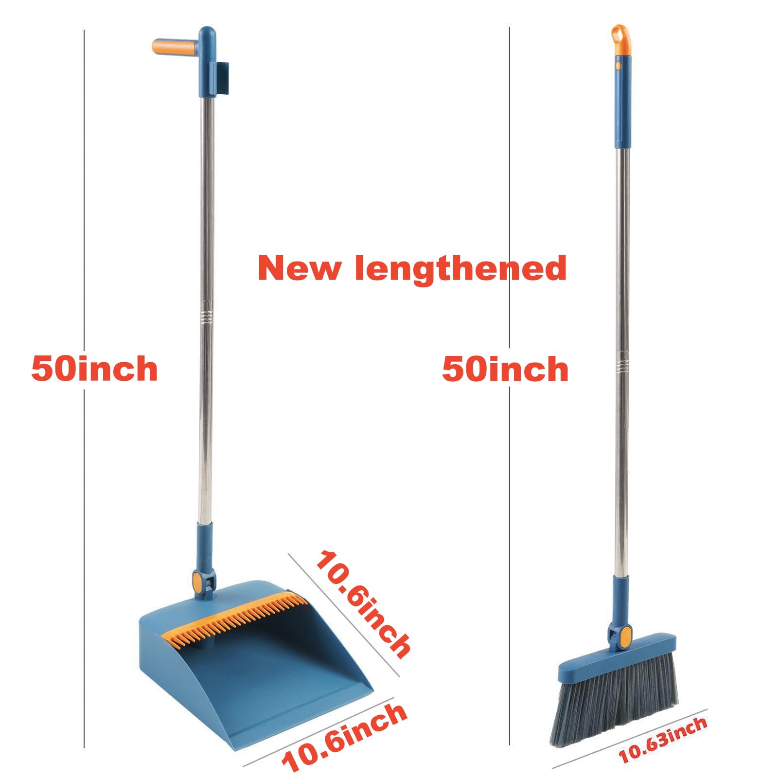 XIXIWOW Starry Sky Blue Broom and Dustpan Set,New Upgrade lengthening Handle to 50 inches - Indoor/Outdoor Cleaning Tool, Easily Remove Hair, Foldable Design Saves Space, Ideal for Home Cleaning