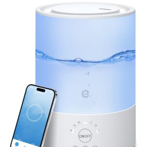 Esemoil Humidifiers for Bedroom, for Large Room, 2.5L Top Fill Cool Mist Humidifiers for Baby, Plants, Smart WiFi Air Humidifier with Diffuser and Nightlight, 28dB, 24H Long Runtime, Work with Alexa