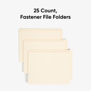 Smead Shelf-Master End Tab Fastener Folders with Pockets, 25 Count, Manila, Straight-Cut Tab, 1 Pocket, Letter Size (34099)