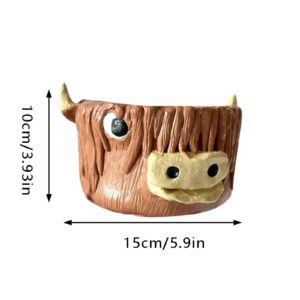 Weerihhol Crazy Cow Yarn Bowl Holder for Crocheting and Knitting, Hand Made Highland Cow Yarn Bowl,Animal Resin Crochet Accessories, Gifts for Mom & Knitting Lovers Yarn for Crocheting Bowl