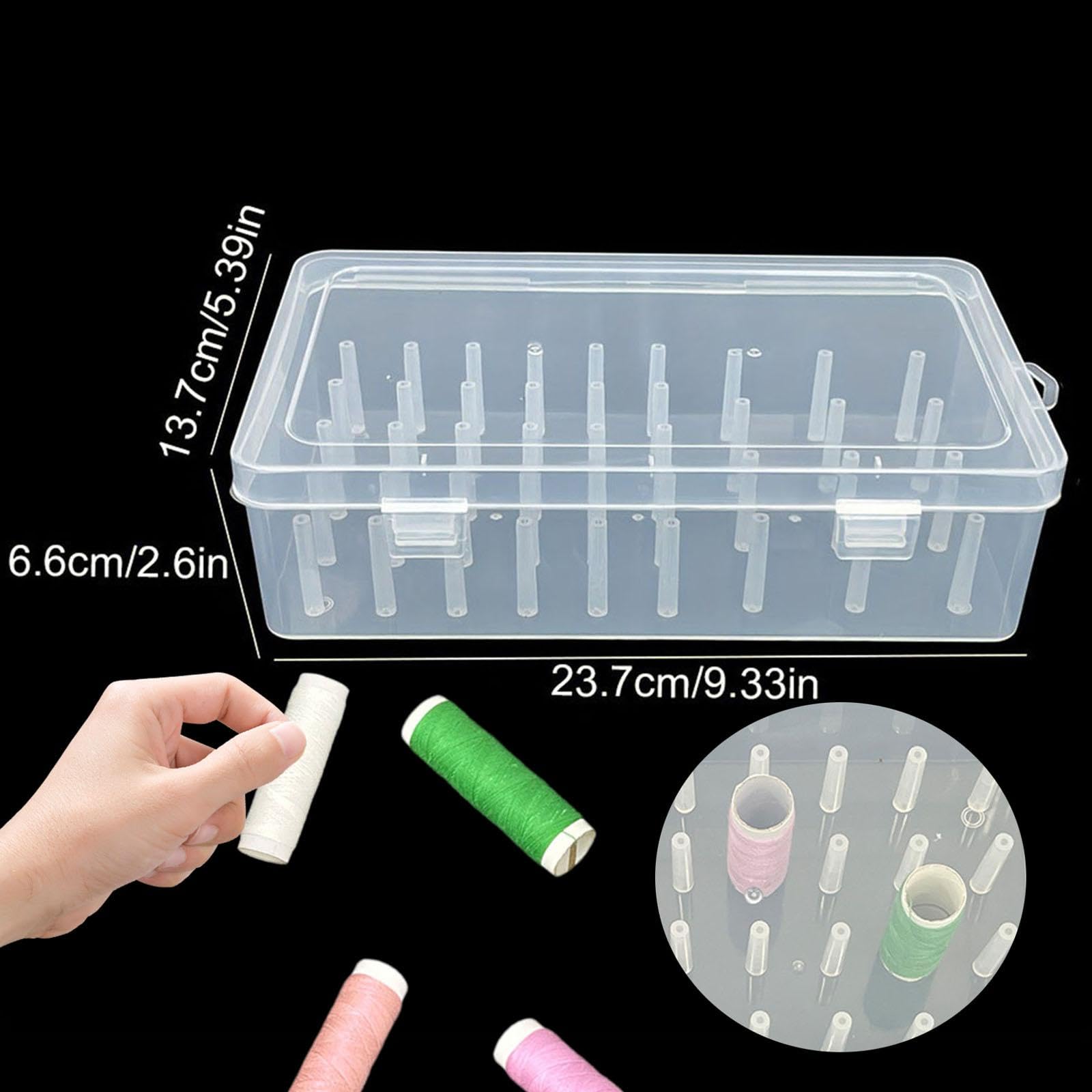 Badiman Sewing Thread Storage Box Container, Transparent Sewing Box, DIY Craft Household Spools Thread Holder Organizer Box, 42 Axis