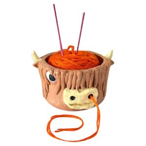 weerihhol crazy cow yarn bowl holder for crocheting and knitting, hand made highland cow yarn bowl,animal resin crochet accessories, gifts for mom & knitting lovers yarn for crocheting bowl