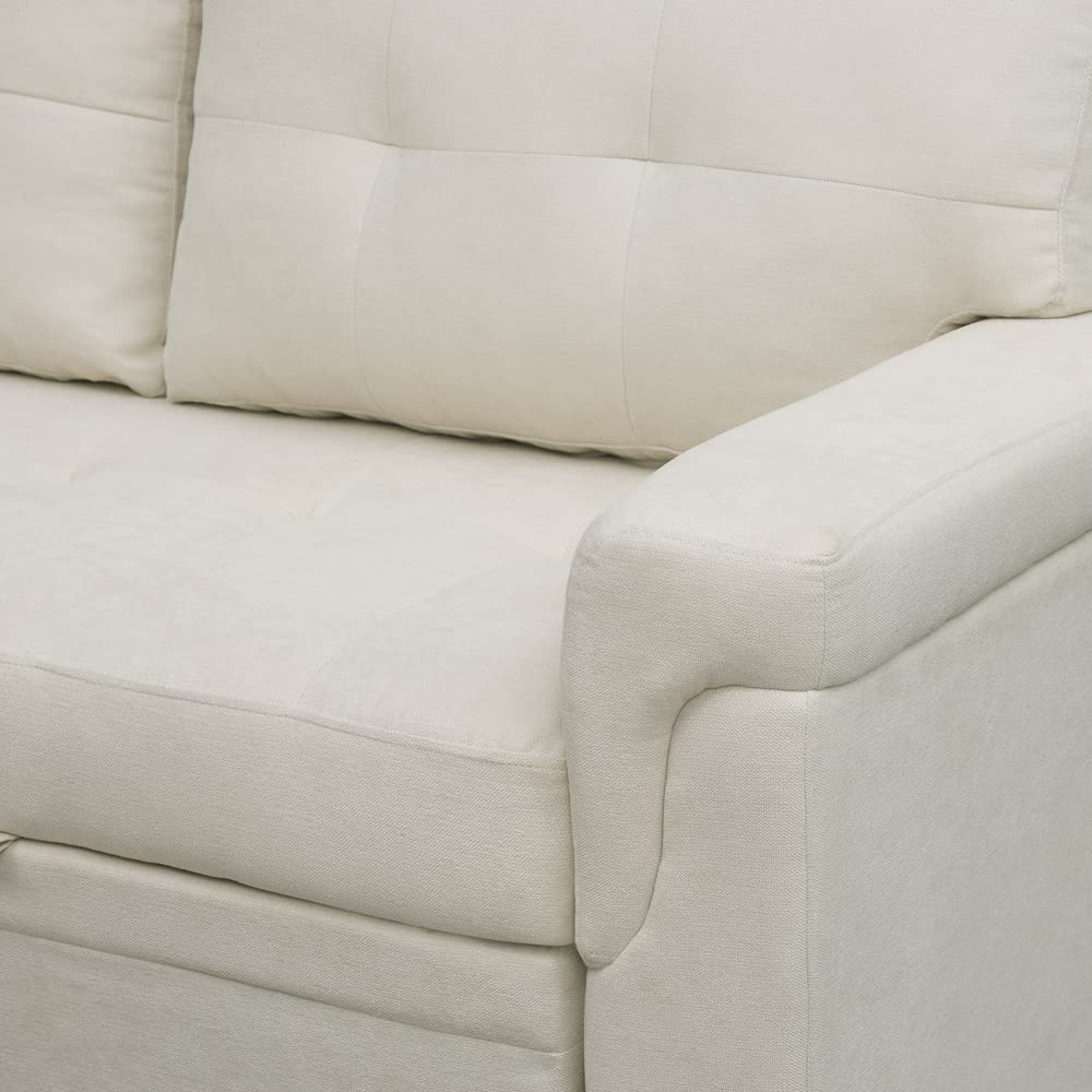 Naomi Home 85 in. Convertible Sofa with Storage, Reversible L Shape Sofa Couch with Chaise, Comfy Sectional Couches for Living Room, Cream - Velvet