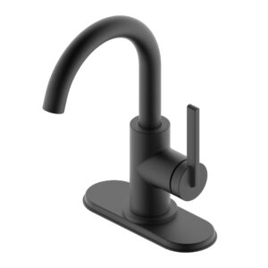 derengge bathroom faucet,single handle bathroom sink faucet with water supply line,1 hole or 3 hole lavatory vantity faucet with pop-up drain,matte black finished,f-1328-mt