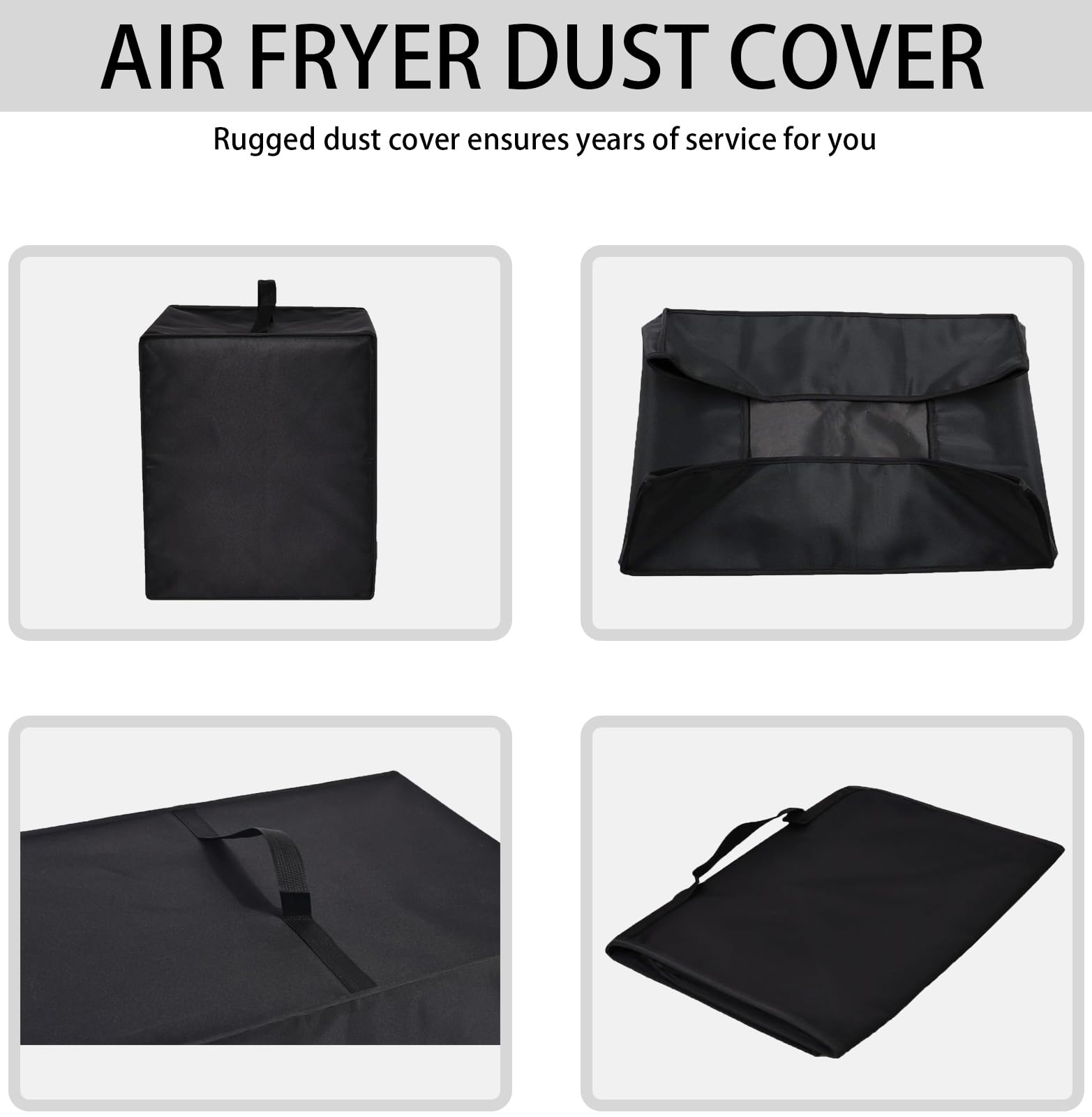 CouldyCasi Air Fryer Cover Heavy Duty Heat-resistant Waterproof Dust Protective Air Fryer Oven Cover Case Compatible with CHEFMAN Multifunctional Digital Air Fryer 10L Family Size (Black)