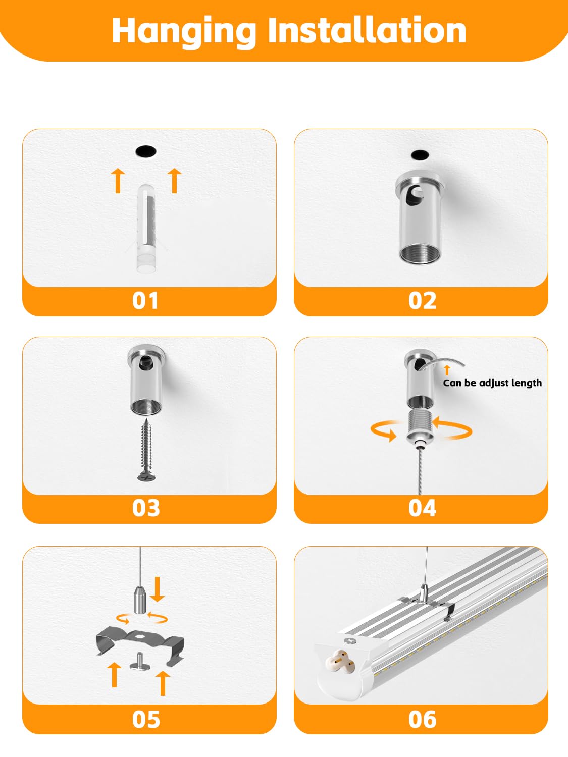 ONLYLUX LED Shop Light 8ft 6000K White 100W, 15000lm Workshop led Light V Shape, Plug and Play, Hanging/Surface Mount Install, 8 Foot led Lights for Garage,10 Pack