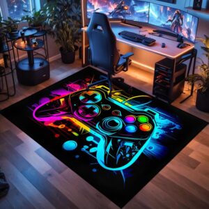 merlenuit gaming rug - gamer rug for boys bedroom - soft and durable game room rug - 60x40 inches