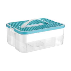 building blocks storage 1 layer plastic toy storage organizer for lego box clear toy storage bins with baseplate lid and removable tray for bead tool sewing