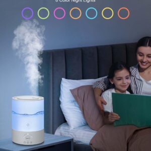 Esemoil Humidifiers for Bedroom, for Large Room, 2.5L Top Fill Cool Mist Humidifiers for Baby, Plants, Smart WiFi Air Humidifier with Diffuser and Nightlight, 28dB, 24H Long Runtime, Work with Alexa