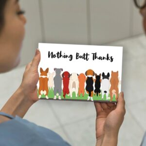 Ygyhiey Cute Dog Thank You Cards Gifts for Women Men Owner, Happy Dog Appreciation Greeting Card for Friend Teacher Boss, Special Veterinarian Gifts for Him Her, Nothing Butt Thanks Pun Card