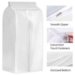 Tlence 4 Pack Hanging Garment Bags, 43" 35" Long Large Closet Clothes Protector with Zipper, Plastic Jackets Storage Rack Cover for Shirt Suits Coat Dress, Bottom Enclosed (Rack not included)