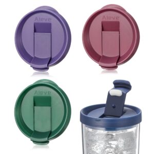 aieve tumbler lid compatible with tervis,4pcs replacement covers for 16oz tumbler,leak-proof cup lid (blue,green,purple and red)