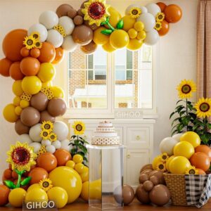 sunflower party decorations 139pcs sunflower yellow balloon arch kit for fall sunflower theme birthday wedding baby shower party decoration (sunflower kit)