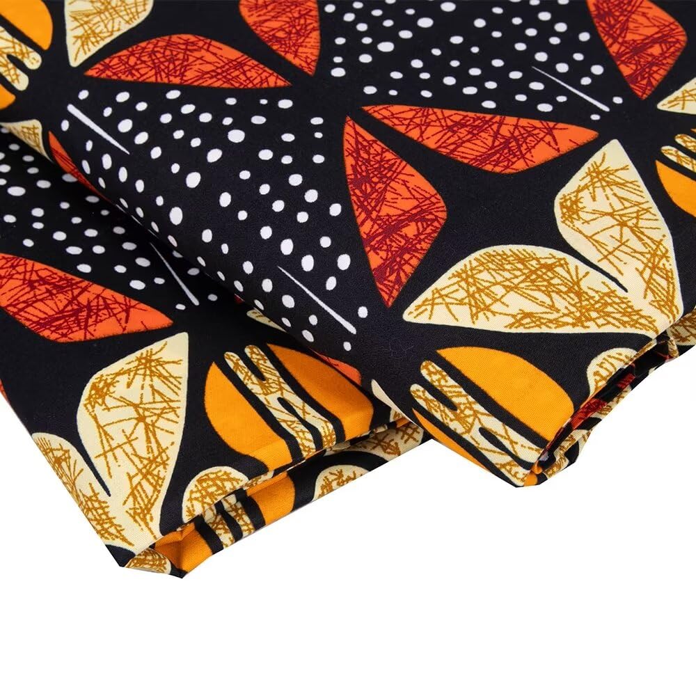 HollandaisWax African Fabric 5 Meters Ankara Print Polyester Kente Fabric for DIY Craft Party Dress 6604