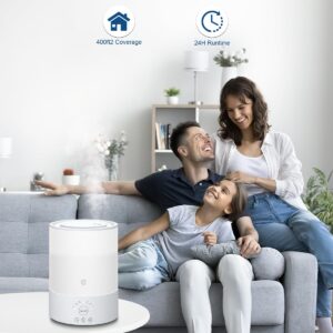 Esemoil Humidifiers for Bedroom, for Large Room, 2.5L Top Fill Cool Mist Humidifiers for Baby, Plants, Smart WiFi Air Humidifier with Diffuser and Nightlight, 28dB, 24H Long Runtime, Work with Alexa