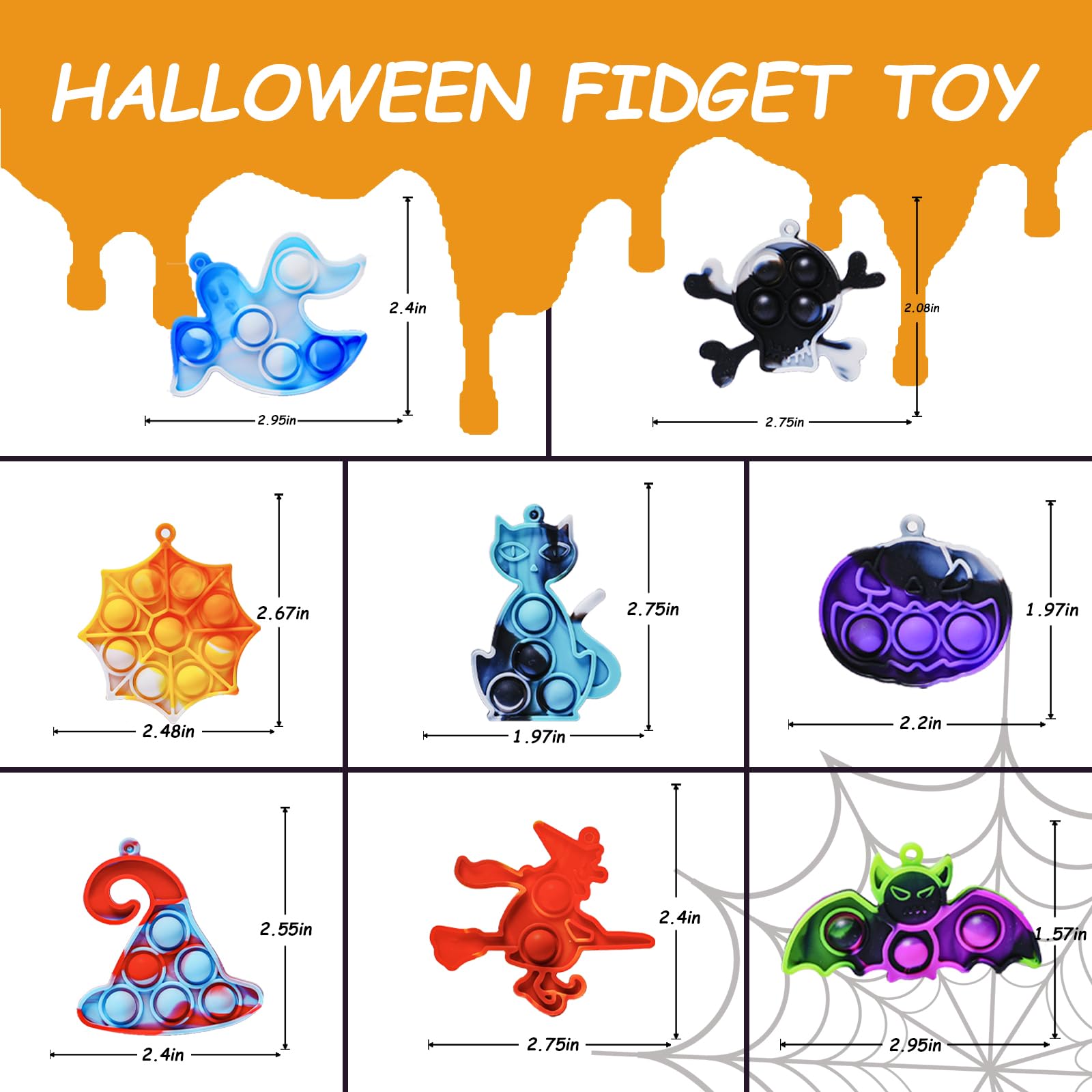 80Pcs Halloween Party Favors for Kids, Halloween Fidgets Toys with Mini Pop Keychain, Halloween Fidget Sensory Pop Toys, Classroom Prizes Box, Treasure Chest Halloween Treat Bags Gifts, Stress Relief