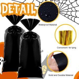 Clabby 100 Pieces Cellophane Bags Plastic Candy Bags Goodie Bags with Twist Ties Treat Bags Gift Bags for Gift Cookie Snack Packing Party Favor Supplies (Black)