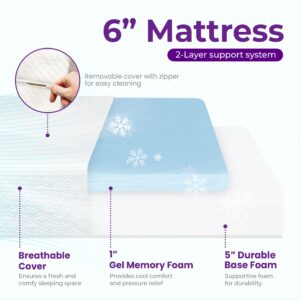 GAESTE 6 Inch Queen Cooling Memory Mattress Medium Firm CertiPUR-US Certified Pressure Relief & Cool Sleep Mattress-in-a-Box Comfort & Supportive Fiberglass Free (Queen, 6 in)