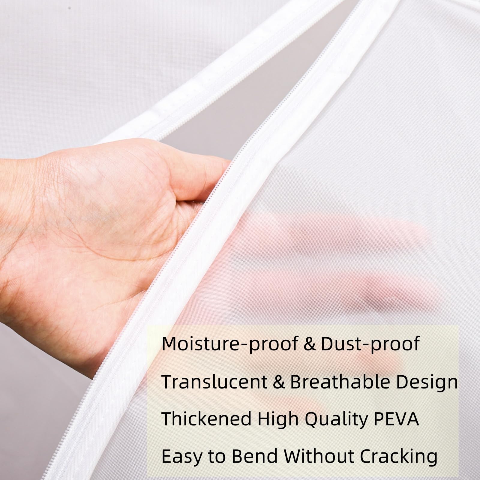 Tlence 4 Pack Hanging Garment Bags, 43" 35" Long Large Closet Clothes Protector with Zipper, Plastic Jackets Storage Rack Cover for Shirt Suits Coat Dress, Bottom Enclosed (Rack not included)