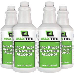 140-proof (70%) denatured alcohol - 32 fl oz, 4 pack (1 gallon total) - for industrial, diy, or professional use - solvent, cleaner, additive - made in usa