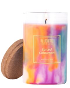 hz-wonmio scented candles | spiced cinnamon candle|hand-poured soy wax candles |60-hour burn time |retro charm aromatherapy candle |tie-dye effect| holiday candle gifts for women|8oz